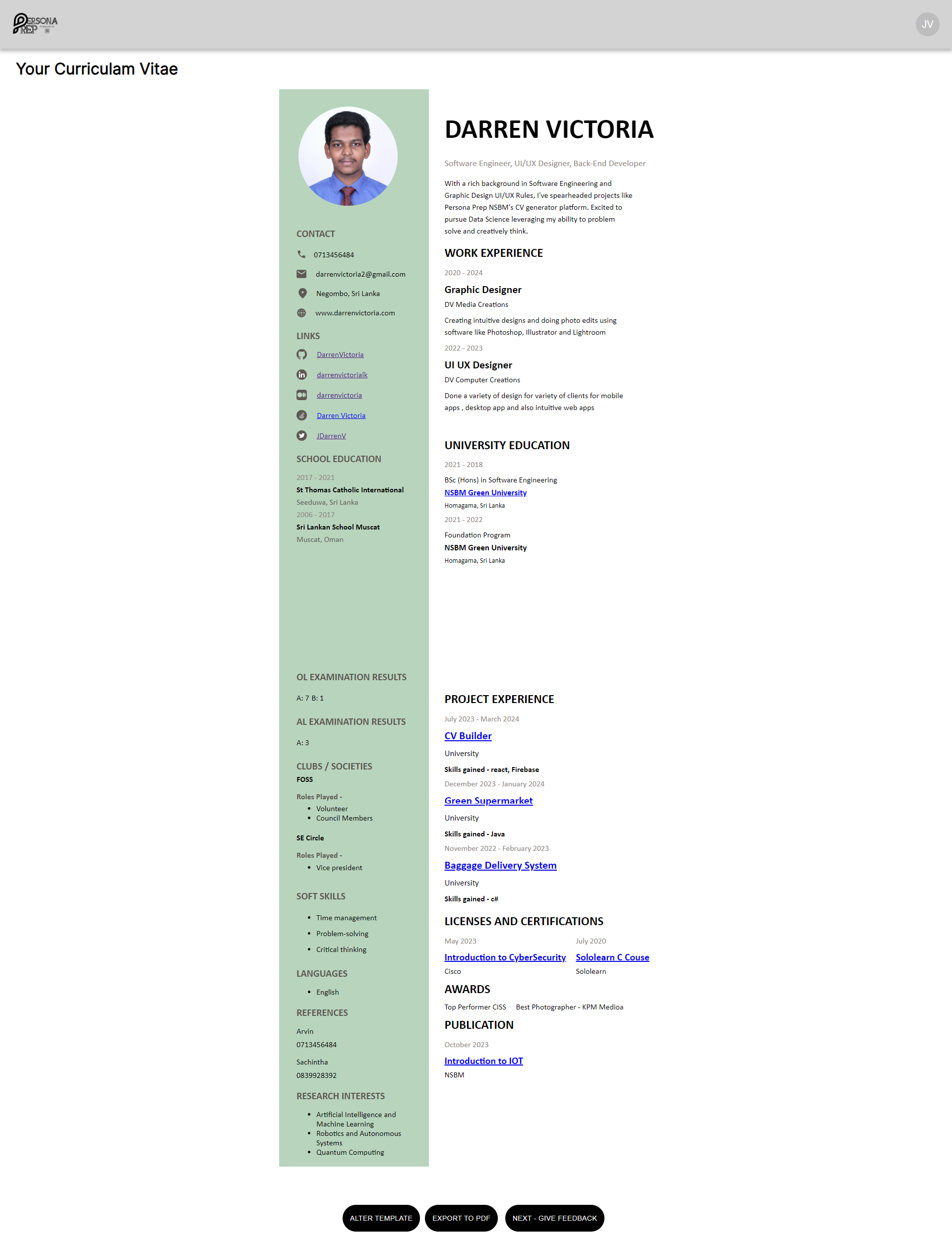 Persona Prep - CV Generator & Mock Interview Simulator